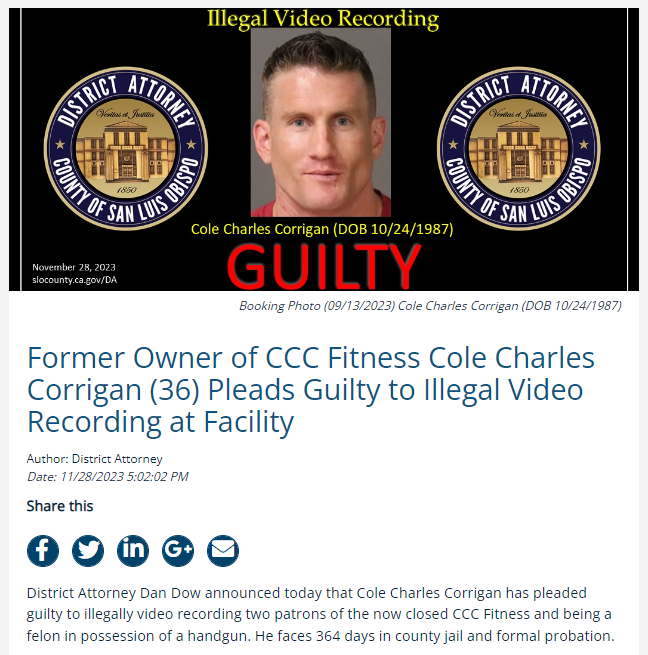 Former CCC Fitness Owner Pleads Guilty to Illegal Recordings 11.29.2023 ...